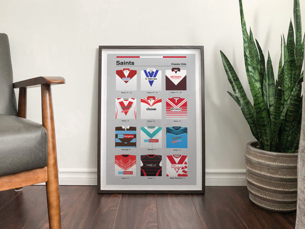 St Helens Saints - Rugby League -Classic Kits - Art Print – Sideline ...