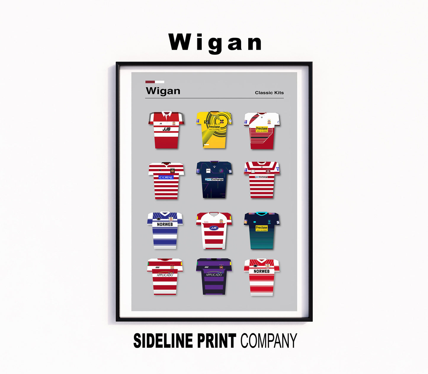 Wigan - Rugby League -Classic Kits - Art Print – Sideline Print Company